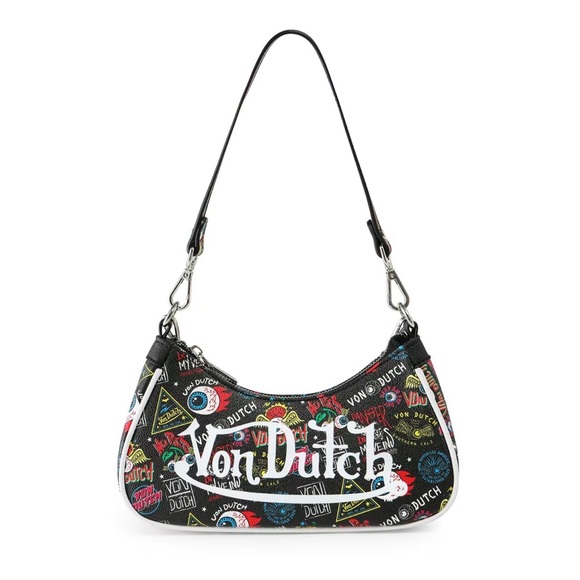 Von Dutch | Bags | Von Dutch Black Shoulder Bag With Multicolor Accents ...